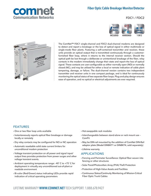 ComNet FDC1M Data Sheet | PDF