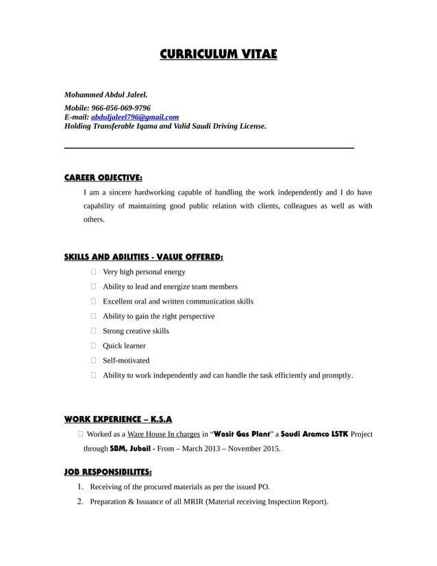CV - Abdul Jaleel new | RTF