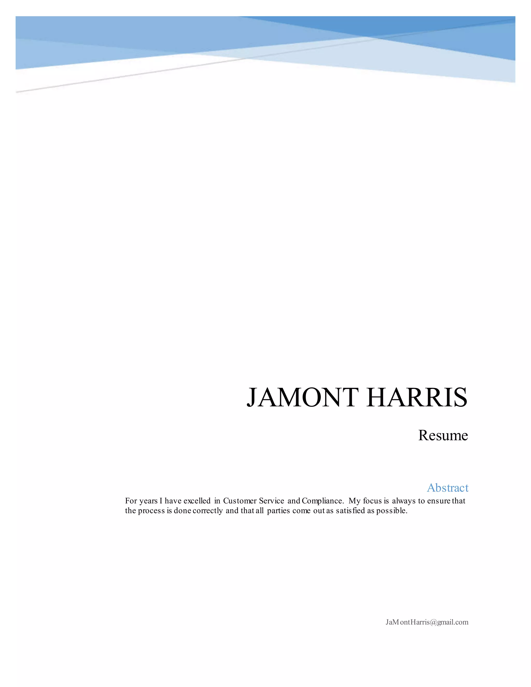 JaMont Harris Resume | DOCX
