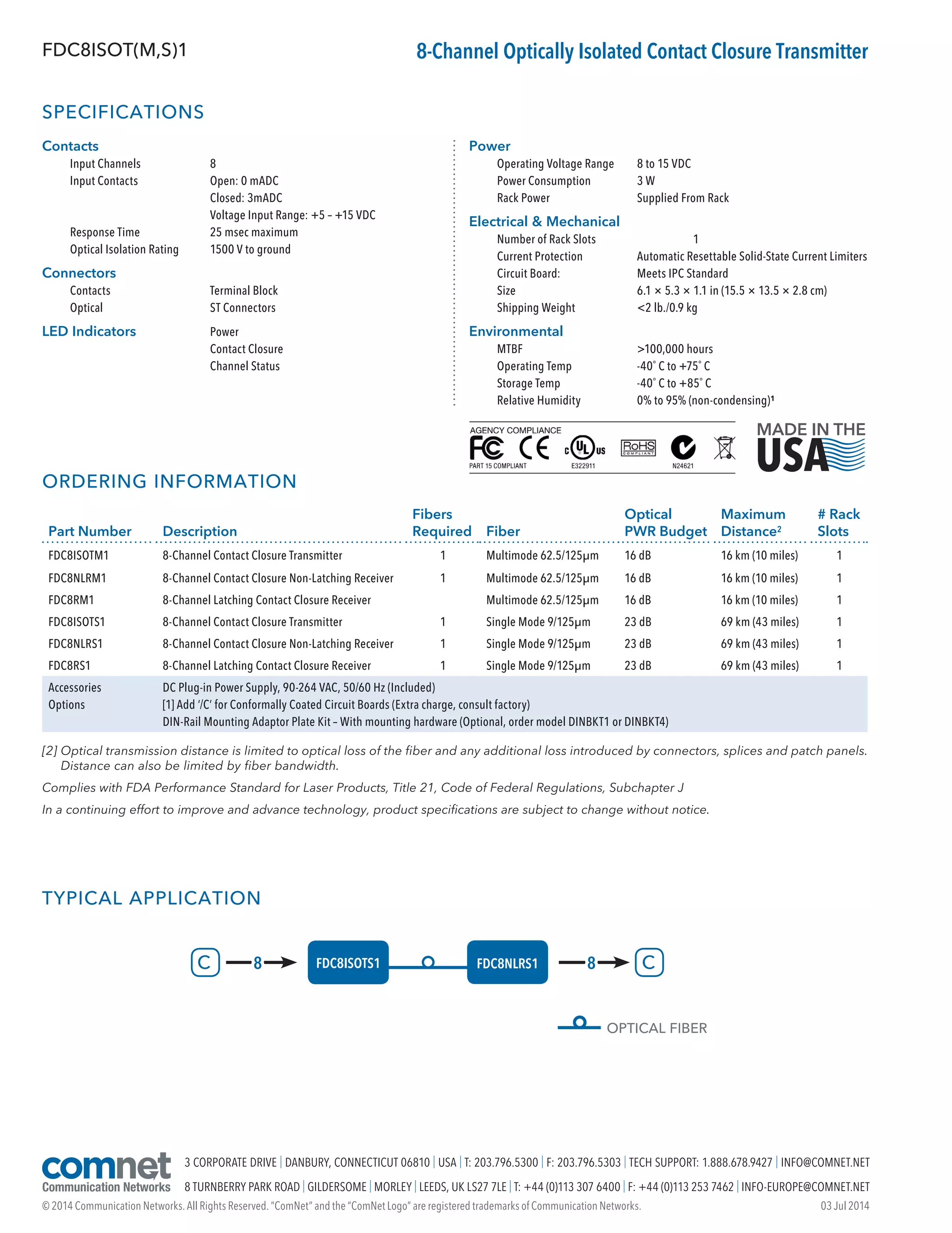 ComNet FDC8ISOTM1 Data Sheet | PDF