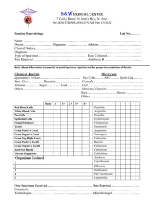 S& w urine form | PDF
