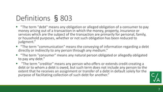FDCPA Webinar Fair debt collection practices | PPT