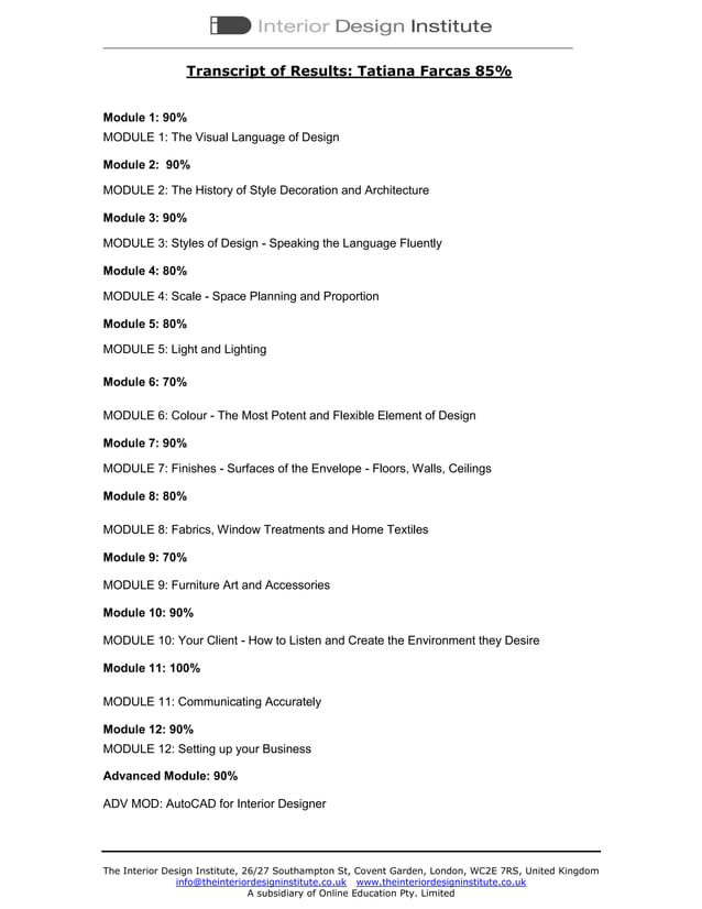 The Interior Design Institute | PDF | Arts and Crafts | Hobbies & Interests