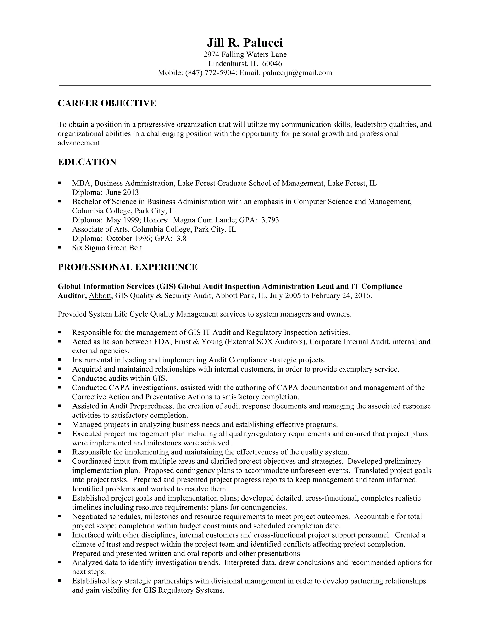 Jill Palucci Resume | PDF
