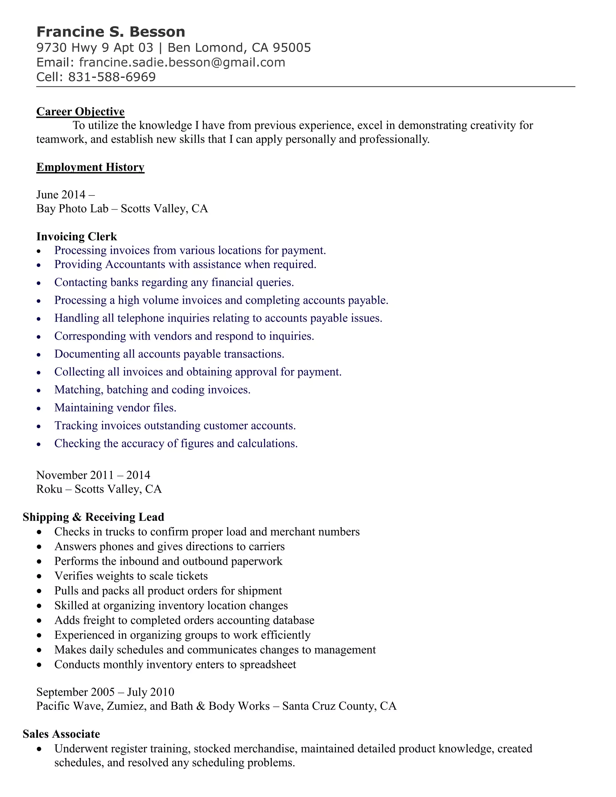 Formal Resume 2014 | DOCX | Business | Business and Finance