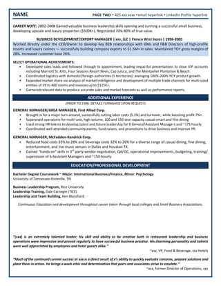 F&B Director Example | PDF