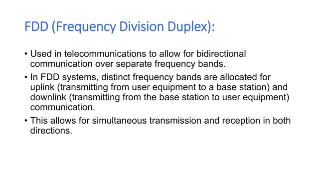 FDD (Frequency Division Duplex).pptx enng | PPTX