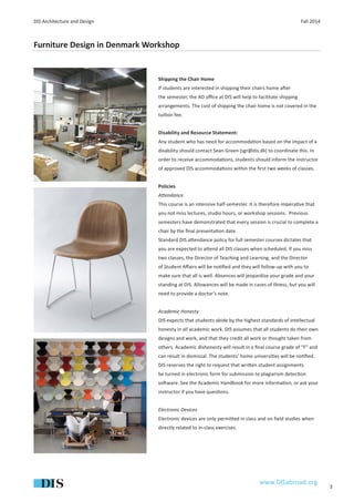 Furniture Design in Denmark Workshop Fall 2014 Syllabus | PDF