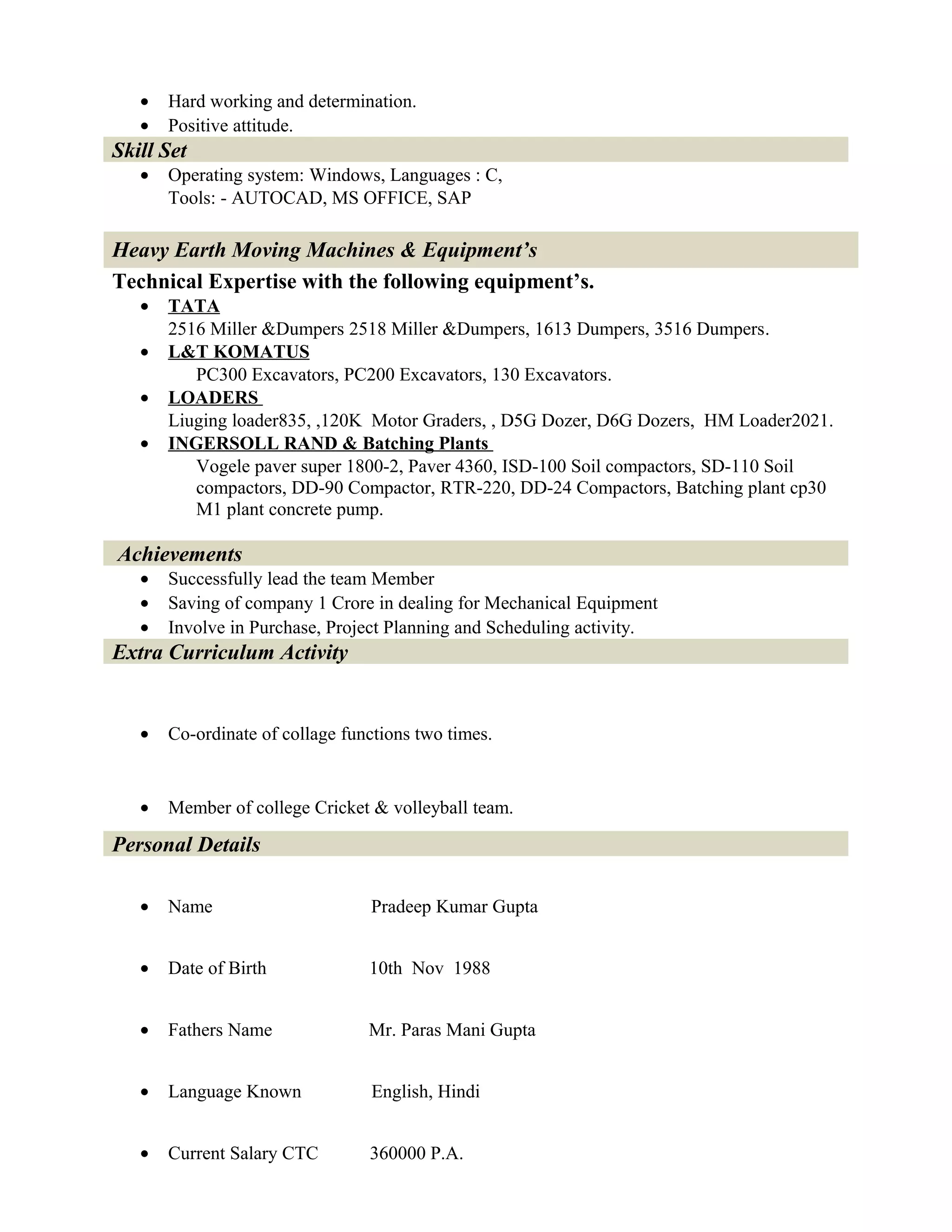Resume Pradeep Kumar (1) . | PDF