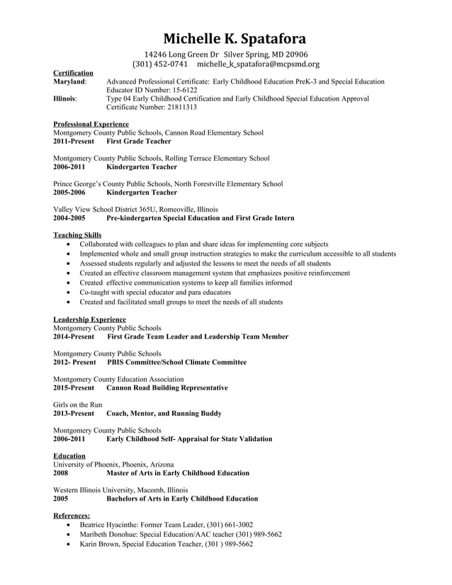 michelle spatafora resume | PDF