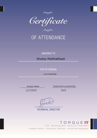 Linux Essentials Attendance Certificate | PDF