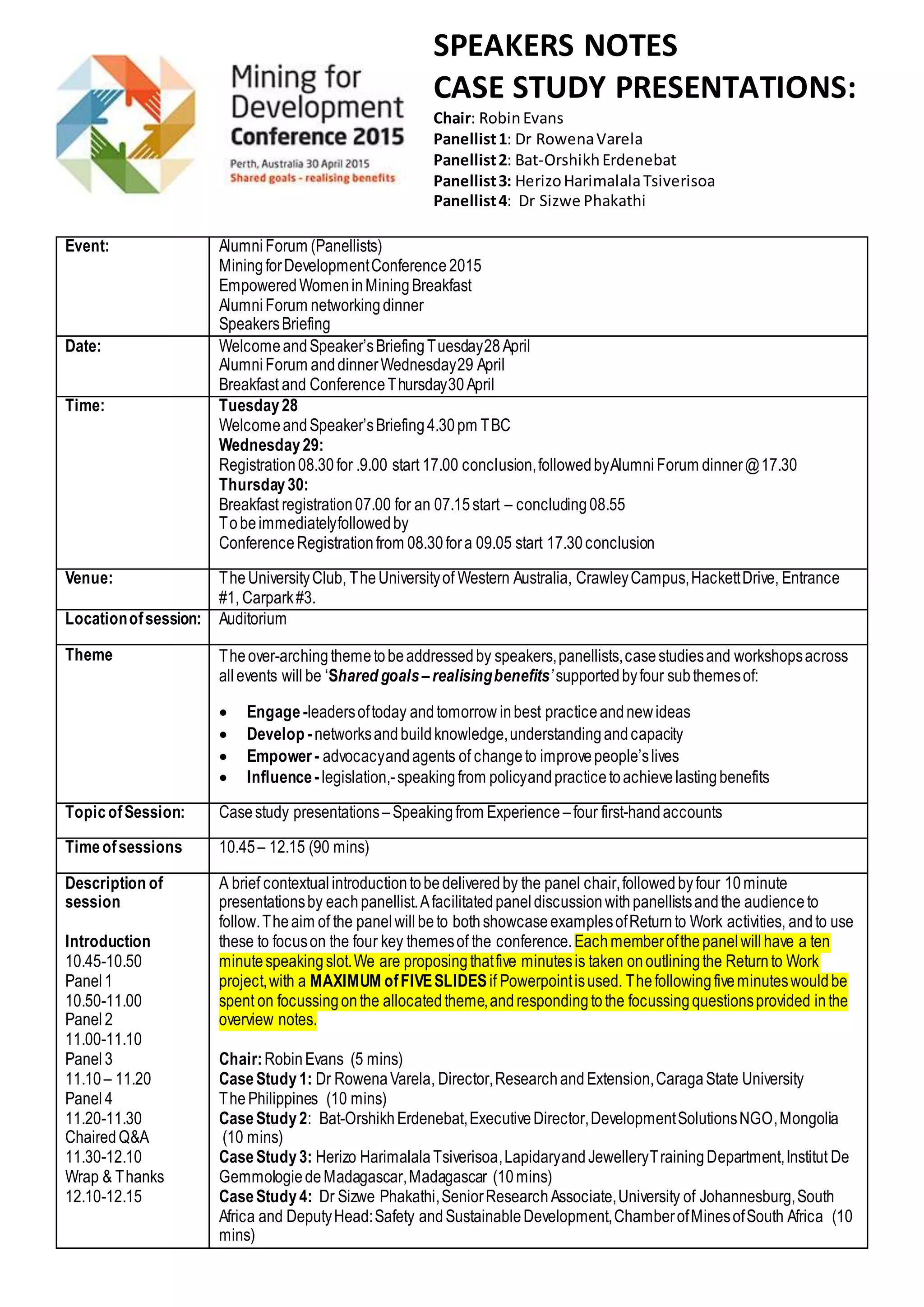 Forum Speakers notes Case Study Presentations | DOCX | Africa Travel ...
