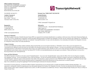 Ryan McGrady Transcripts SNHU 6MR7024651 | PDF | Professional School | Postgraduate Education