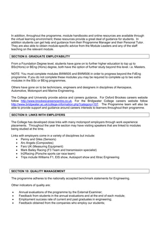 Foundation Degree in Motorsport Engineering | PDF