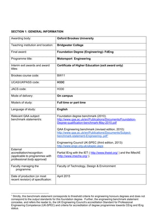 Foundation Degree in Motorsport Engineering | PDF