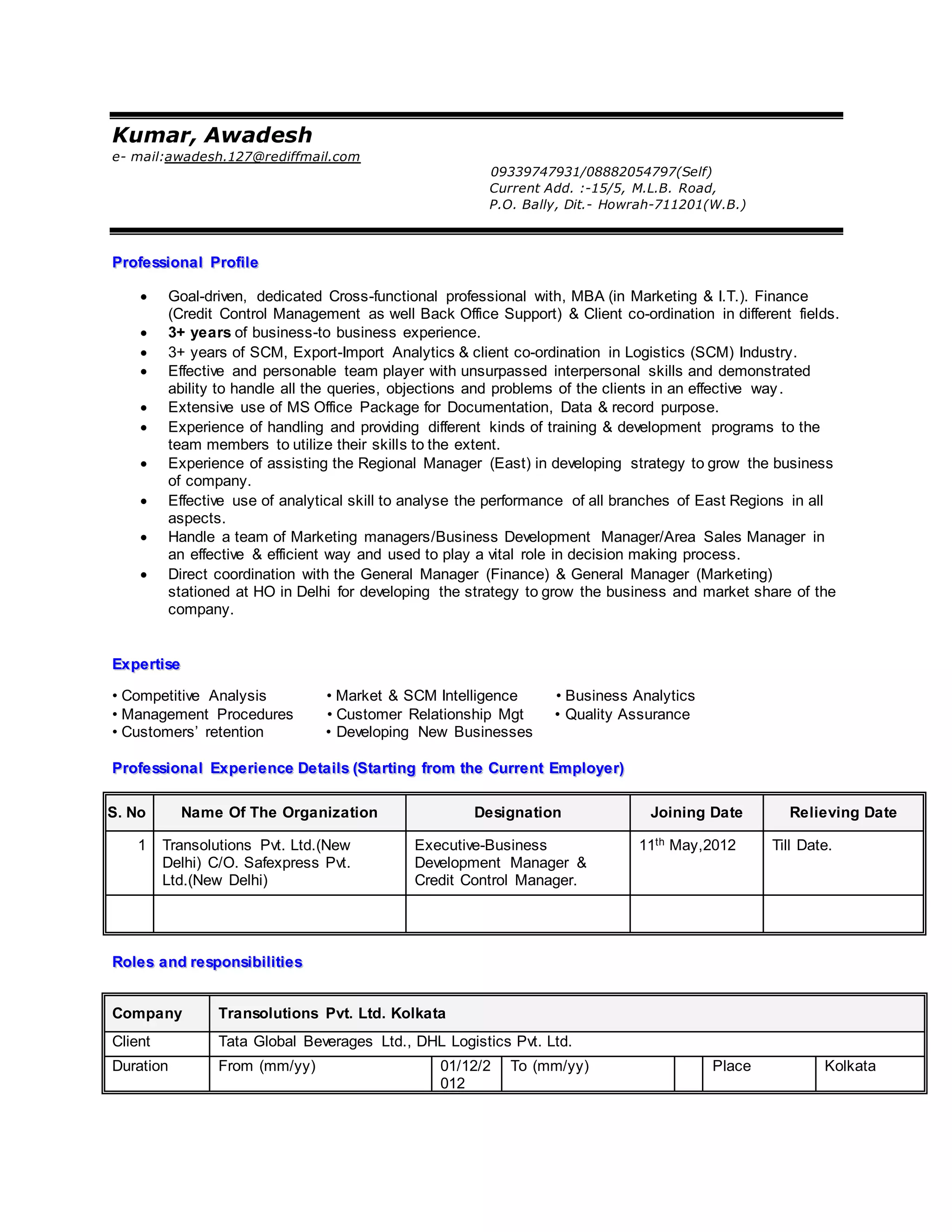 Awadesh updated CV | DOCX