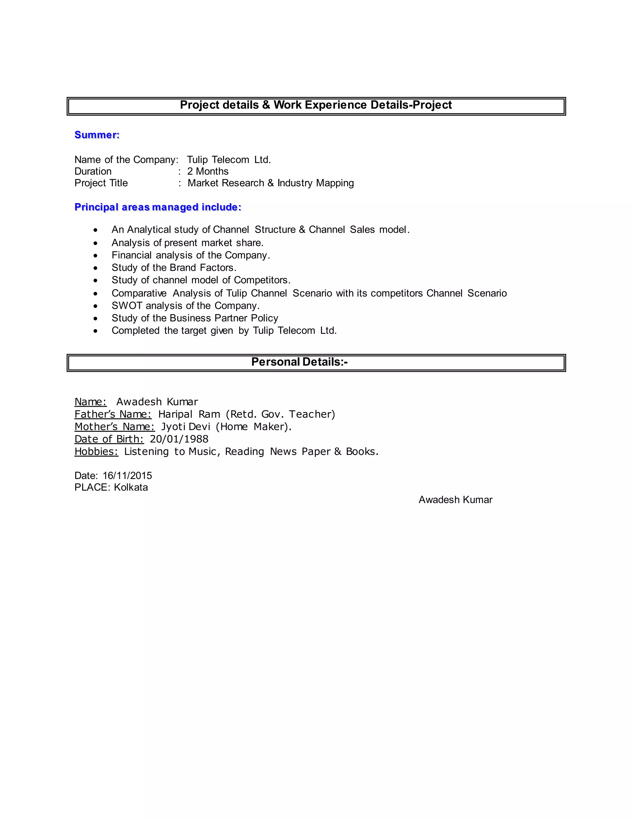 Awadesh updated CV | DOCX