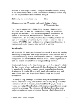 Common Sense Learning Principles | DOC