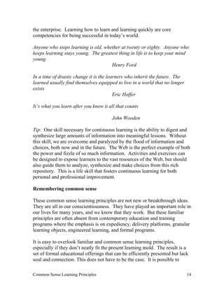 Common Sense Learning Principles | DOC