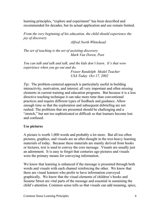 Common Sense Learning Principles | DOC