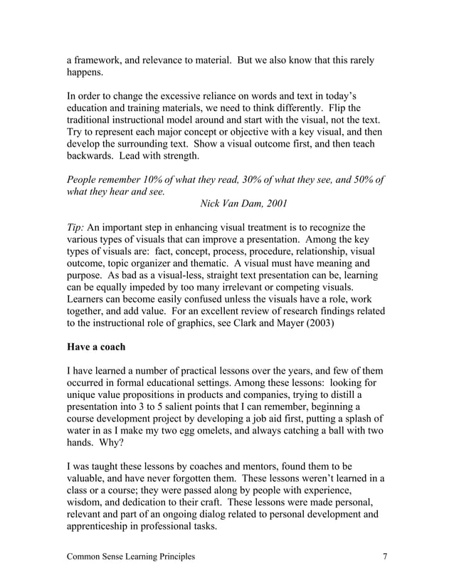 Common Sense Learning Principles | DOC