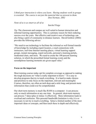 Common Sense Learning Principles | DOC