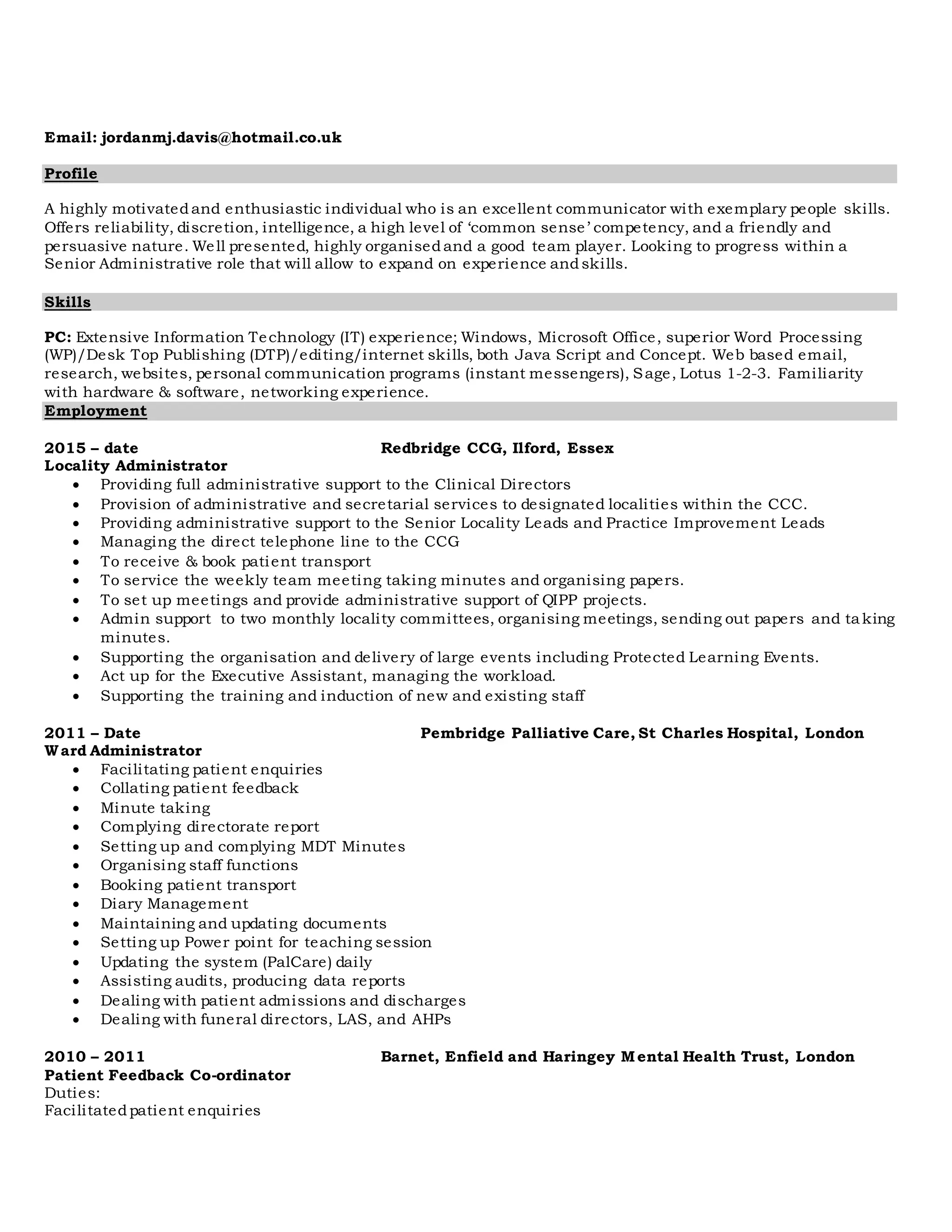 Jordan Davis CV 1.2 copy | DOCX