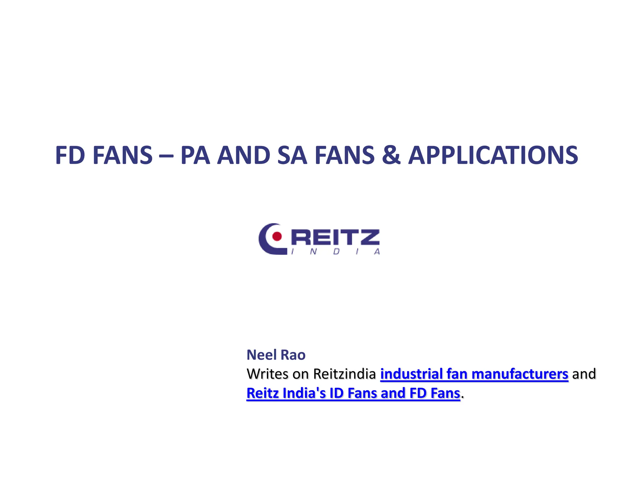 FD FANS – PA AND SA FANS & APPLICATIONS | PPTX