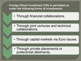 policy framework to promote FDI in India. | PPTX