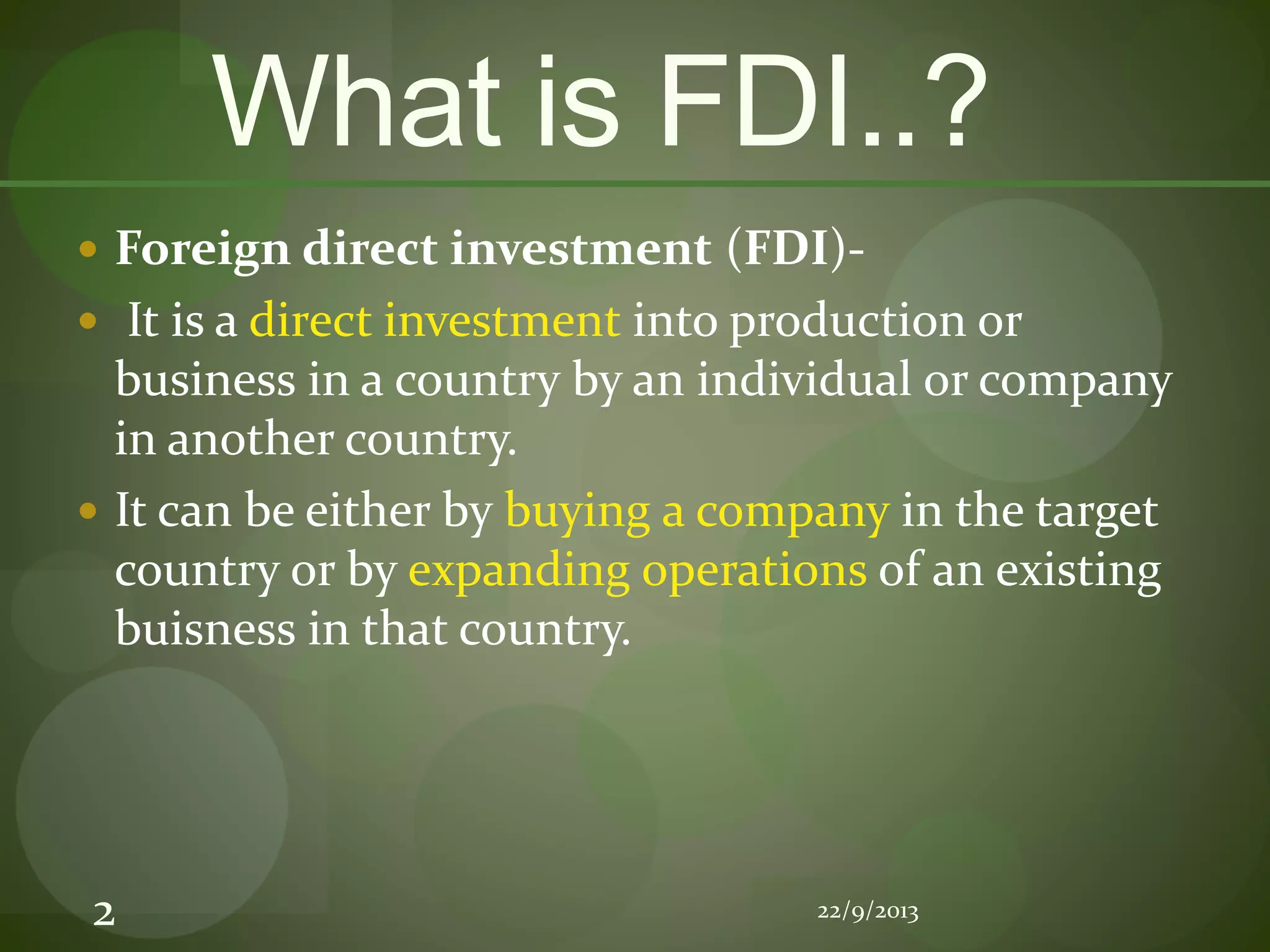 Foreign Direct Investment in India (FDI) | PPTX