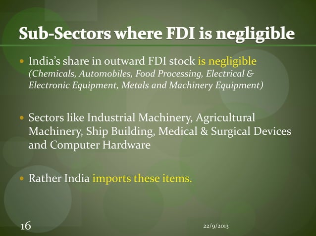 Foreign Direct Investment in India (FDI) | PPTX | Manufacturing ...