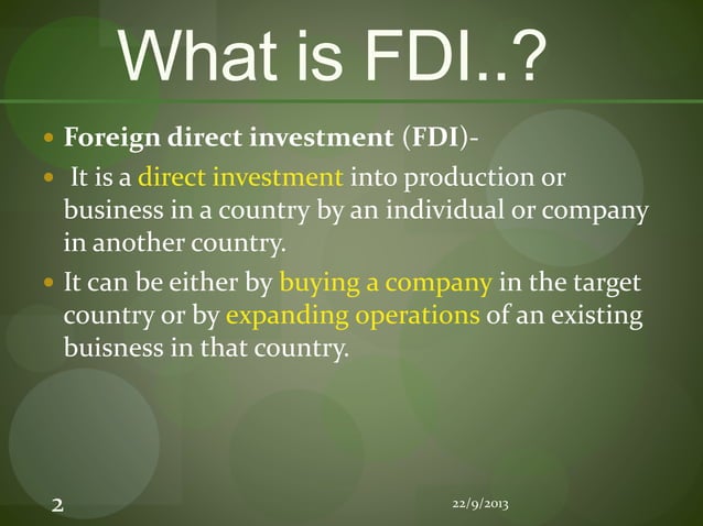 Foreign Direct Investment in India (FDI) | PPTX | Manufacturing ...