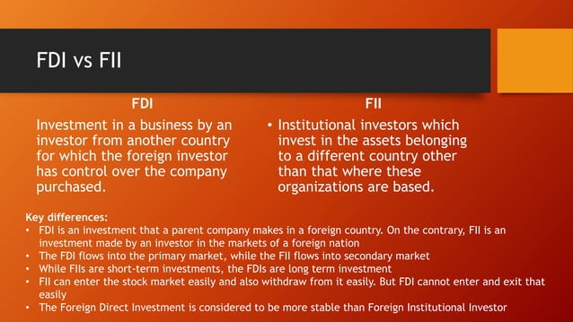 Fdi and fii in india | PPTX | Stocks and Bonds | Personal Investing