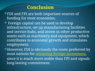 FDI and FPI and its determinants in case of india | PPTX