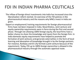 Fdi and impact on pharmaceutical industry in india | PPTX | Business ...