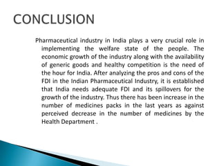 Fdi and impact on pharmaceutical industry in india | PPTX | Business ...