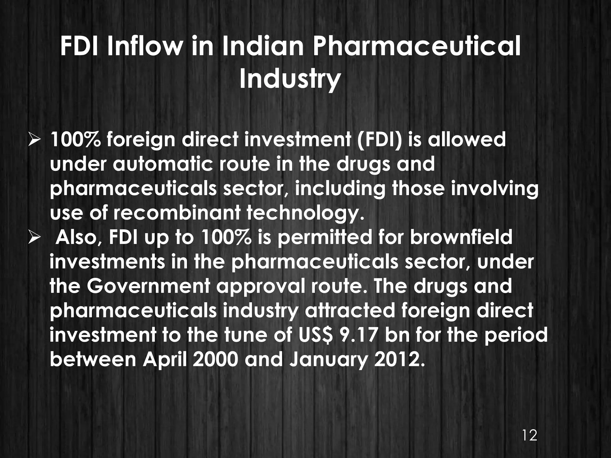 Fdi and its impact on pharmaceutical industry in india | PPTX