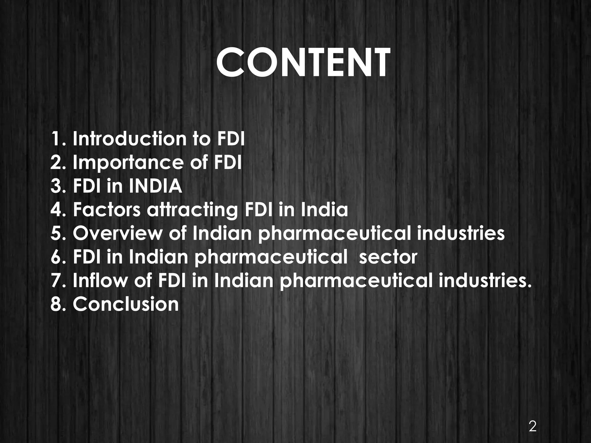 Fdi and its impact on pharmaceutical industry in india | PPTX