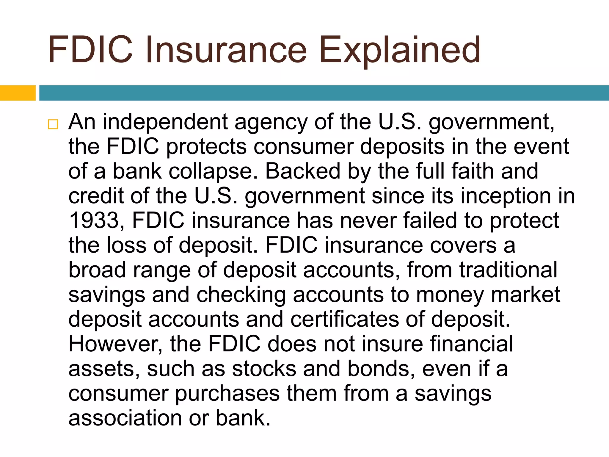 FDIC Insurance Explained | PPT