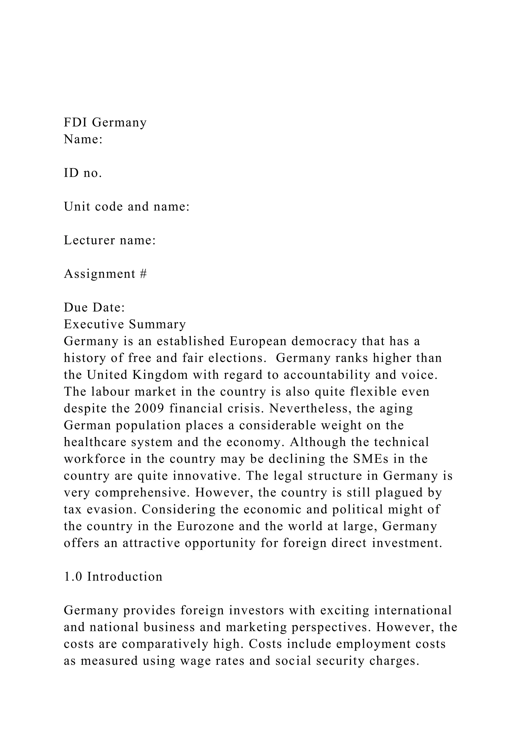 FDI GermanyName ID no. Unit code and name Lectur.docx