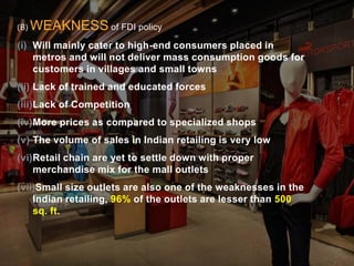 Fdi in indian retail sector a s.w.ot analysis | PPTX