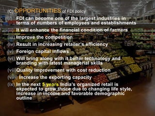 Fdi in indian retail sector a s.w.ot analysis | PPTX