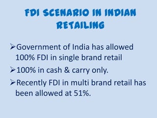 FDI in Indian retail market- oppertunities and challenges | PPTX ...