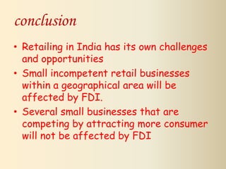 FDI in Indian retail market- oppertunities and challenges | PPTX ...