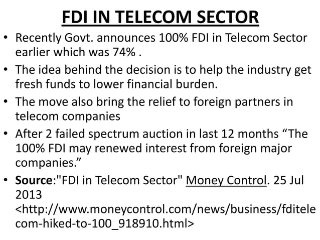 Fdi in telecom sector | PPT
