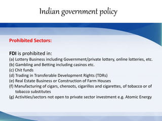 Foreighn direct Investment in India presentation | PPTX
