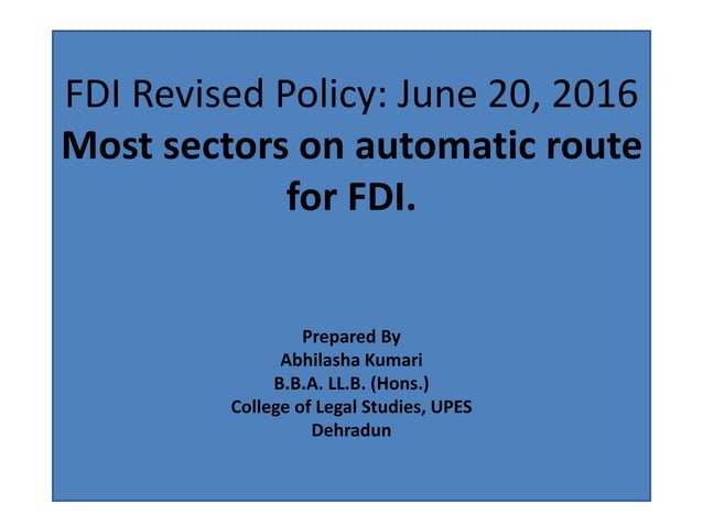 Fdi revised policy | PPT