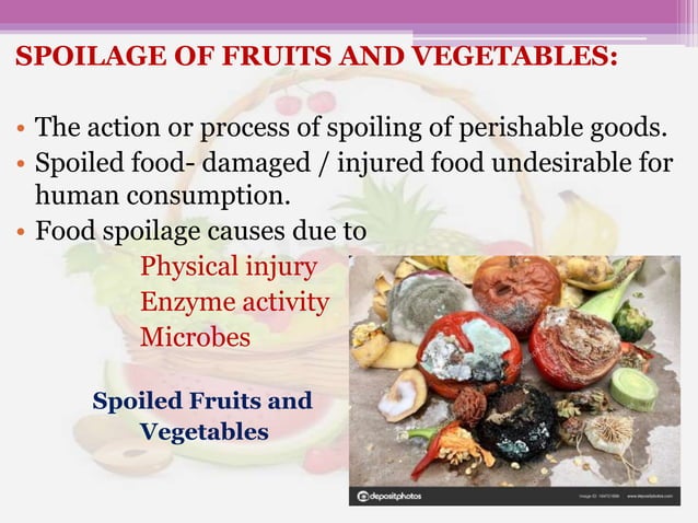 Contamination, Spoilage and preservation of Fruits and Vegetables | PPTX | Healthy Cooking and ...