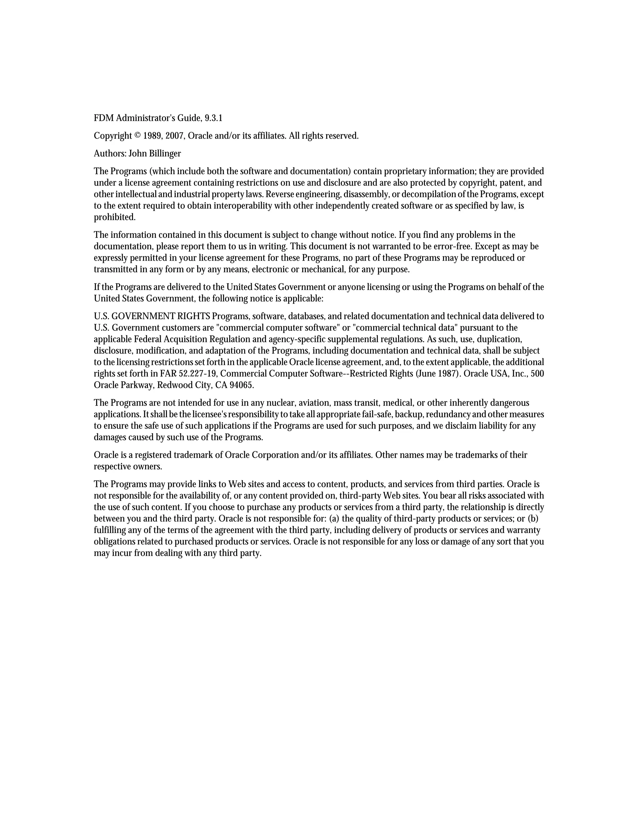 Hyperion FDM Admin. Guide | PDF