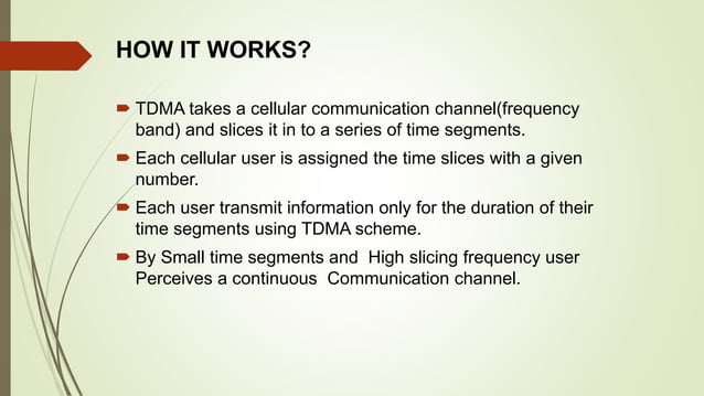 TDMA, FDMA, and CDMA | PPTX
